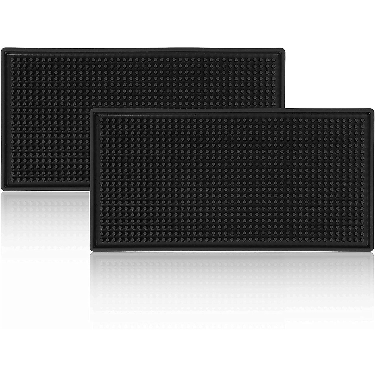 WISHMART Black Bar Mats Set of 2 (12x6 Inches) | Drying, Durable and Stylish Spill Mats for Bars, Restaurants, Coffee Shops, Bar Mats for Countertop and Table Top, Non-Spill & Non-Toxic Mats