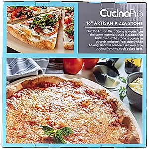 Pizza Stone for Oven, Grill, BBQ - Round 5/8 Inch Extra Thick Baking Stone w/Safe & Even Heating - XL 16.5" Pan for Crispy Crust, Made of Heavy Duty Cordierite can Withstand 550+ Degrees Fahrenheit