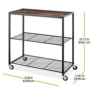 Whitmor Modern Industrial Rolling Storage Shelves, Brown