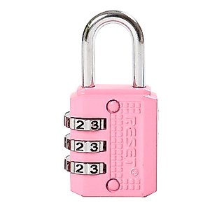 RESET-071 3 Digit Small Combination Lock Tiny Padlock for Mini Locker Box Luggage Suitcase Backpack Pink