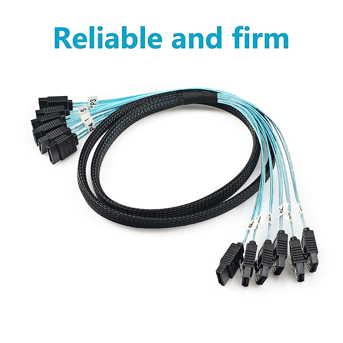 CABLEDECONN High Speed 6pcs/Set Sata 3 SATA Cable SAS Cable 6Gbps for Server 1M