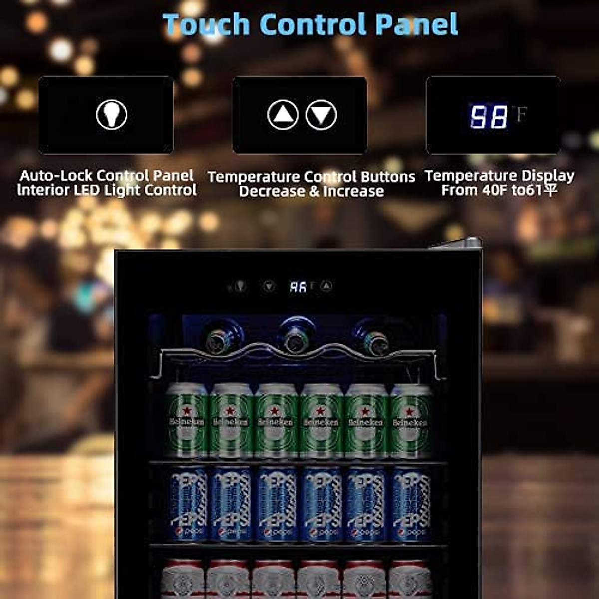 Joy Pebble Mini Fridge Beverage Cooler - 128 Can mini fridge with glass door for Soda Beer or Wine -Drink Dispenser Small Refrigerator with Adjustable Thermostat for Office bedroom Home (4.4 cu.ft)