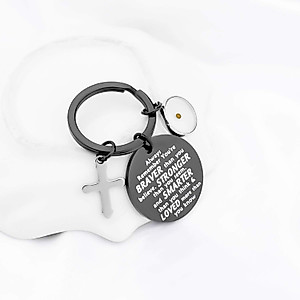 Faith Mustard seed Keychain Always Remember You’re Braver Than You Believe Keychain Inspirtaional Jewelry Gifts (black)