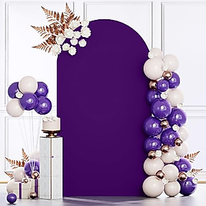 MODFUNS Purple Wedding Arch Cover 2.6x6FT Spandex Fabric Arch Backdrop Stand Cover Fit Round Top Arch Stand Cover Unique Arch Cover Backdrop Fabric for Party Birthday Bridal Baby Shower Backdrop