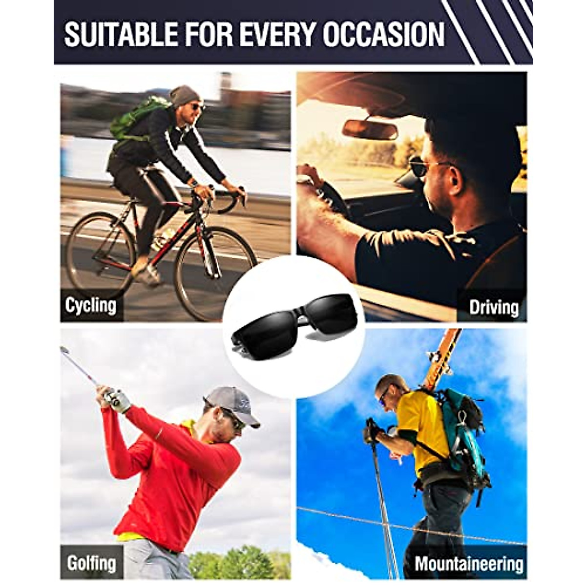 DUCO Square Polarized Sunglasses for Men LightWeight Carbon Fiber UV400 Protection Sun Glasses 8206