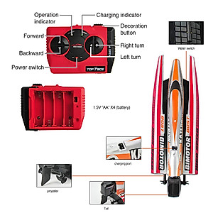 Gizmovine Mini Remote Control Boat for Kids Age 5-9, Fast Rc Boats for Pools Racing Submarine Water Toys Adults Kids Gift, Orange Upate Version