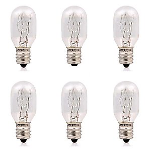 Himalayan CrystalLitez Long Lasting Certified 15 Watt E12 Socket Incandescent Candelabra Salt Lamp Bulb - Pack of 6