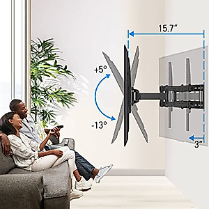 MOUNTUP TV Wall Mount - Full Motion TV Wall Mount for Most 26-65 Inch Flat and Curved TV up to 88 LBS, Wall Mount TV Bracket with Dual Swivel Articulating Rod Max VESA 400x400mm MU0010