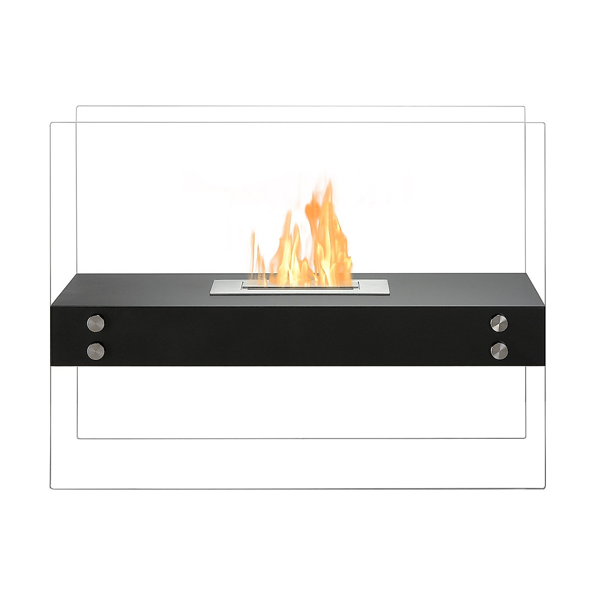 Freestanding Ventless Bio Ethanol Fireplace - Vitrum H Black | Ignis