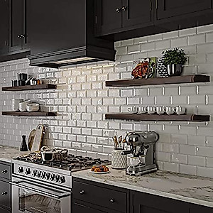 ASLASL Wooden Floating Shelf Wall Invisible Hanging Bracket 2pcs Set, Hanging Wall Shelf Rustic Farmhouse Floating Shelf for Bedroom Living Room Bathroom Kitchen (23.6in/60cm)