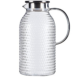 Karafu Glass Pitcher with Lid, Heat Resistant, Easy to Clean, Safe Packing, 100 Oz Borosilicate Water Jug for Hot/Cold Water, Ice tea, Milk and Juice Beverage