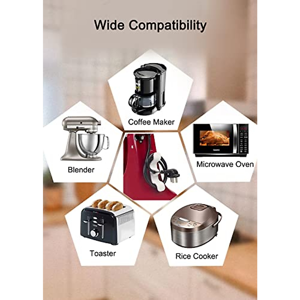Cord Organizer for Appliances, Sticky and Sturdy Cord Wrapper, Kitchen Appliance Cord Organizer Stick On Mixer, Small Appliances, Pressure Cooker, Coffee Maker, Blender, and Air Fryer (6 PCS)