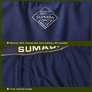 SUMABA Mens Bamboo Viscose Anti Chafing Spandex Boxer Briefs Underwear (7403Dark Blue/Brown, xl)