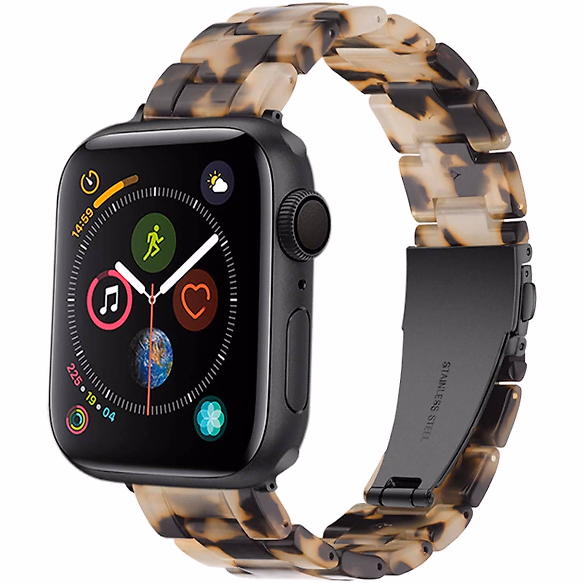 NYENEIL Compatible with Apple Watch Band 38mm 40mm 41mm for iWatch SE Lightweight Resin Wristband Bracelet Strap Series 9 8 7 6 5 4 3 2 1 Mens Womens (Tortoise Stone Flower, 38MM/40MM/41MM)