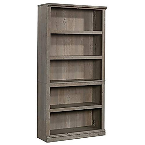 Pemberly Row Contemporary 5-Shelf Tall Wood Bookcase in Mystic Oak
