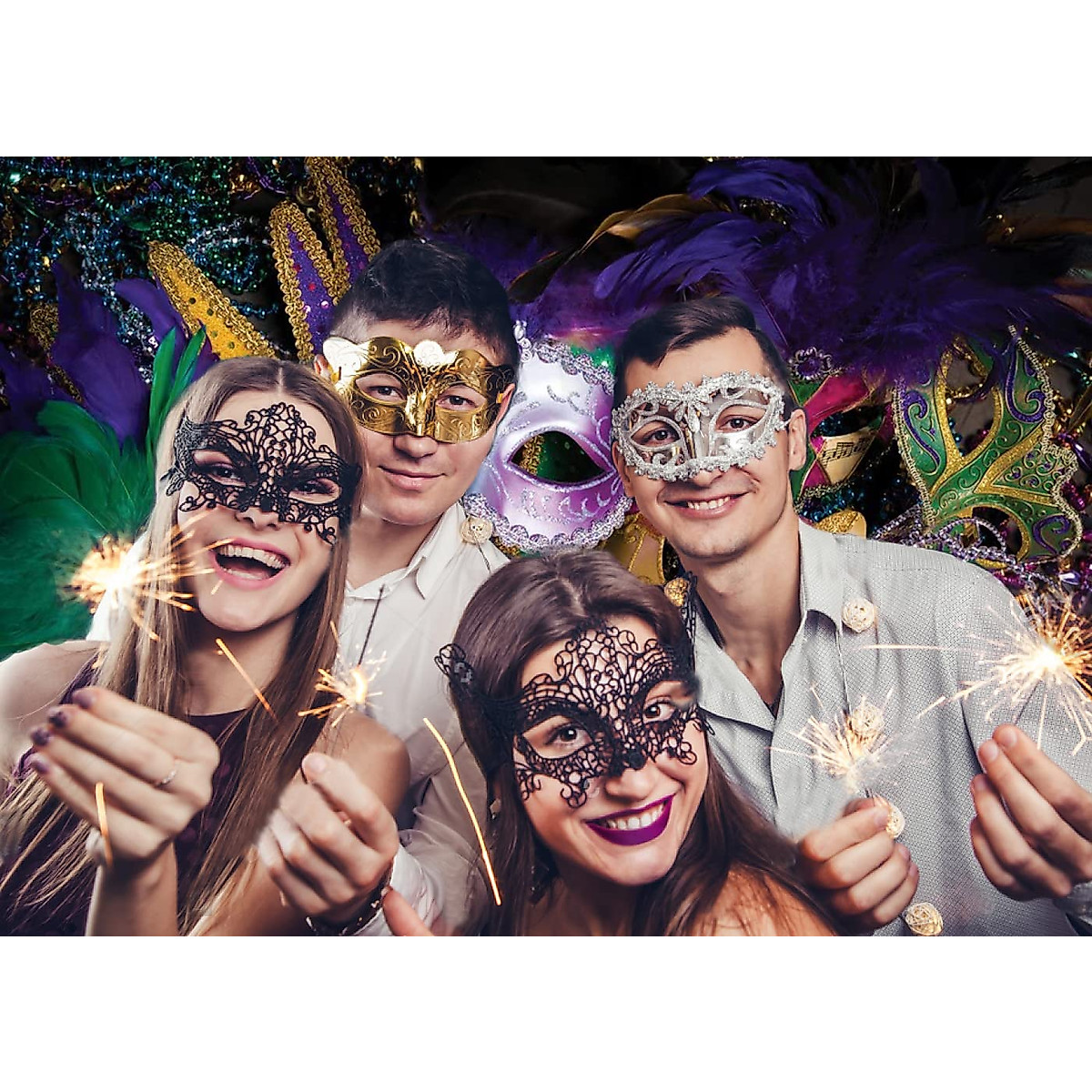 CYLYH 8X6ft Mardi Gras Backdrop Masquerade Themed Party Photography Background Masquerade Birthday Decoration Venice Carnival Banner Backdrop D513