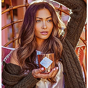 Auric Moon | Rosewater + Wildflowers Scented Luxury Soy Coconut Candle for Women | Slow 70+ Hour Burn | Wood Crackling Wicks | 12 Oz Premium Glass | Hand-Poured in California