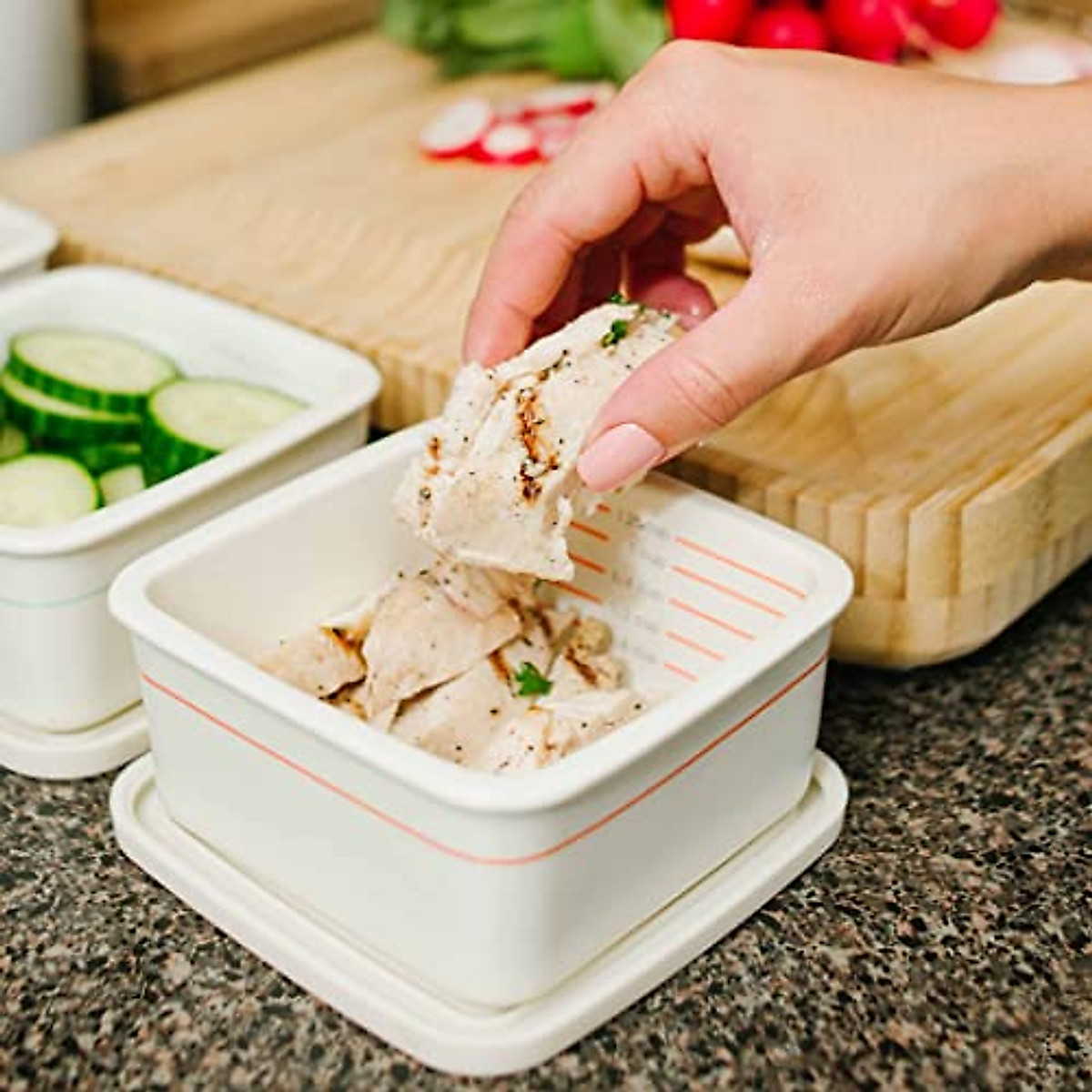 Uba Portion Control Containers (PORCELAIN) for Diet Meal Prep and Storage (1 Pack)