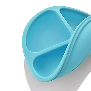PandaEar Divided Unbreakable Silicone Baby and Toddler Plates & Stay Put Spill Proof Stackable Baby Suction Bowls
