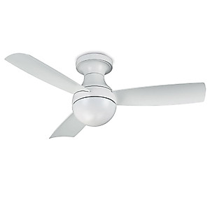 WAC Smart Fans Orb Indoor and Outdoor 3-Blade Flush Mount Smart Home Ceiling Fan 44in Matte White with Remote Control works with Alexa and iOS or Android App