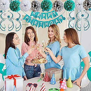 Birthday Decorations Women Teal Birthday Balloons for Girls Boys Men Happy Birthday Party Decor suit for 1th 10th 13th 16th 18th 20th 21st 25th 30th 35th 40th 50th 60th