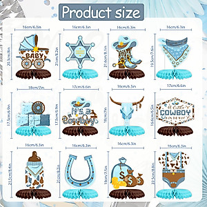 Tarklanda 12PCS Western Cowboy Honeycomb Centerpieces Wild West Party Decorations for Tables Western Theme Party Decor A Little Cowboy is On The Way Baby Shower Supplies