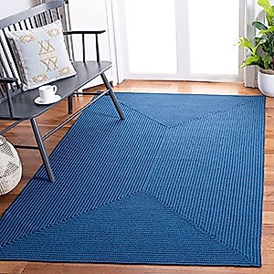 SAFAVIEH Braided Collection 4' x 6' Blue BRD315M Handmade Country Cottage Reversible Area Rug