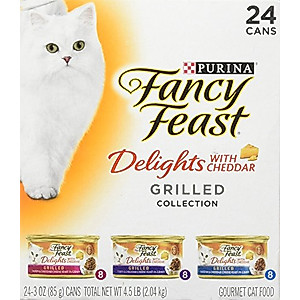 Purina Fancy Feast Delights with Cheddar Grilled Gourmet Wet Cat Food - (24) 3 oz. Cans (Cheddar Grilled Varieties 1 Pack of 24)