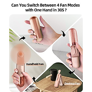 Cutnut Portable Handheld Fan, 3-Speed Foldable Mini Pocket Fan, USB-C 2000mAH Rechargeable Small Quiet Hand Fan, Personal Lash Fan for Travel, Outdoor, Home, Ideal Gifts for Women, Pink