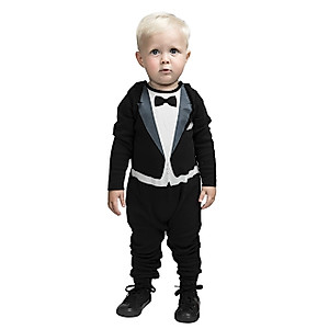 The Tiny Universe Tuxedo Onesie Classic for Baby Boys, Body Suit, Jumpsuit Gentleman Wedding Outfit - Original Swedish Design (Classic Black, 68 / 6M)