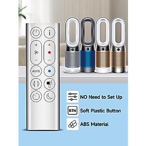 New Replacement Remote Control for Dyson HP04 HP05 HP06 HP09 Hot + Cool Purifying Fan/Heater - Silver, Without Magnetic Function