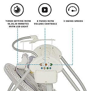 Dream On Me Sway 2in1 Cradling Swing & Rocker, Grey & White