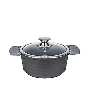 WORLD GIFTS Non-stick Ceramic Coated Cooking Diamond Cast Aluminum Stock Pot Sauce Pan with Glass Lid - 17 quart, 12.5