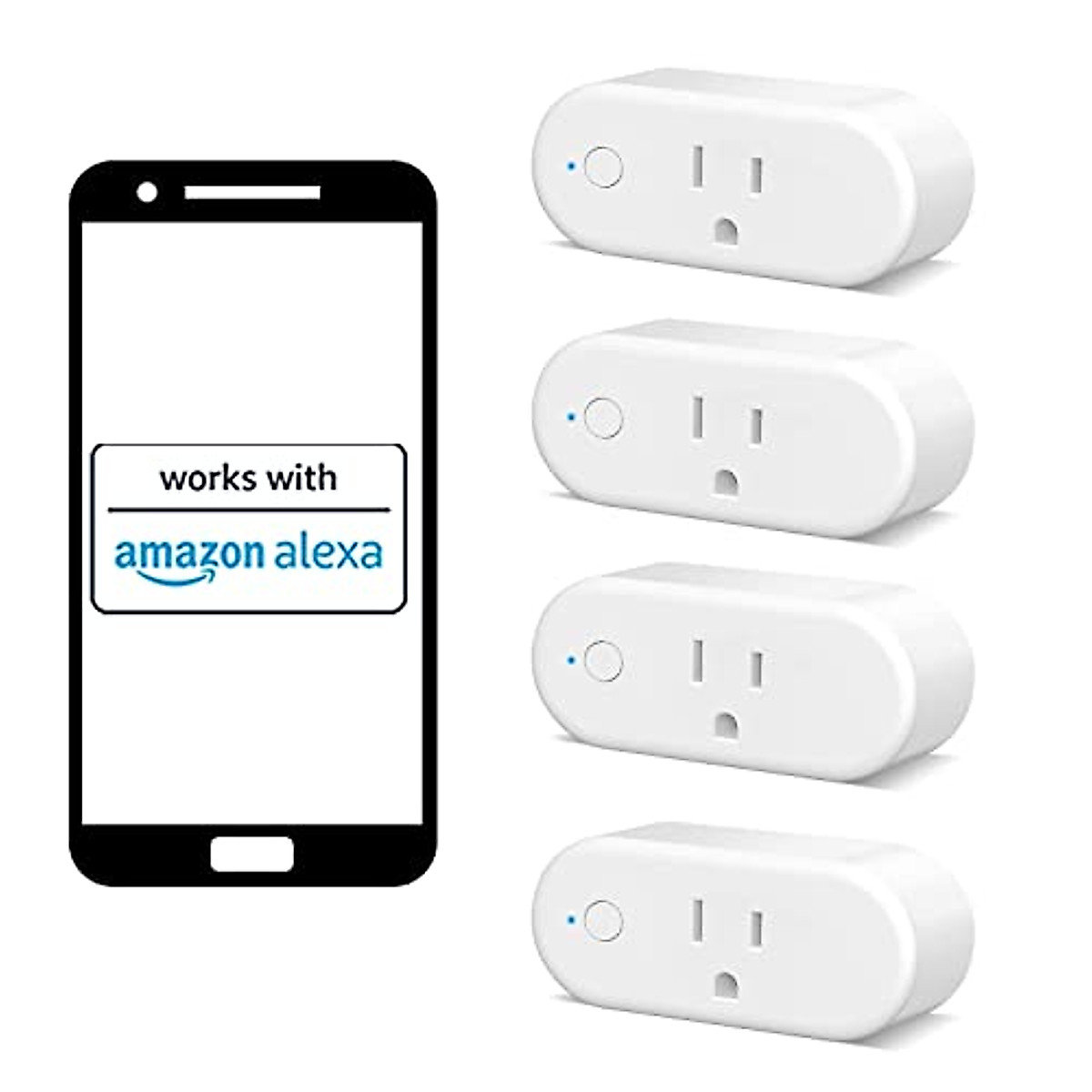 Alexa Smart Plugs by WISEBOT, Space-Saving Design, Also Works with SmartLife app, 4 Pack