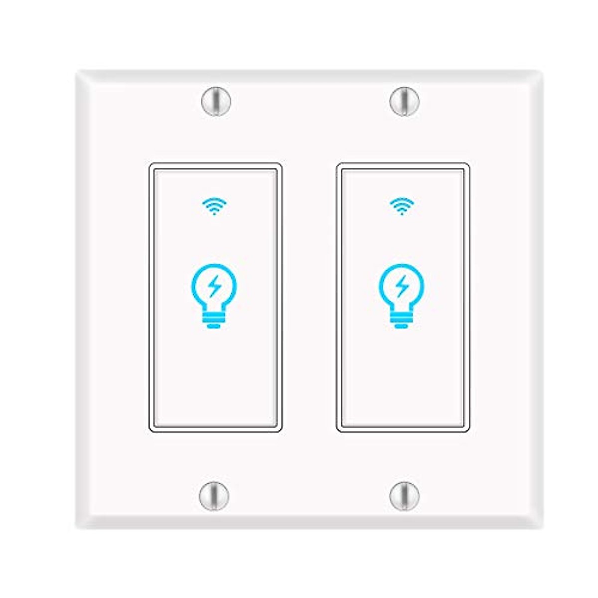 Smart Light Switch, Alexa Smart Double Switch, Smart Light Switch 2 Gang with Timing Schedule and Remote Control, Neutral Wire Needed, Compatible with Alexa and Google Home, Single Pole (2Pack)