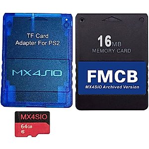 RGEEK PS2 FMCB memory card MX4ISO SIO2SD TF Card Adapter with 64G TF Card for Sony Playstation 2 PS2 All Versions
