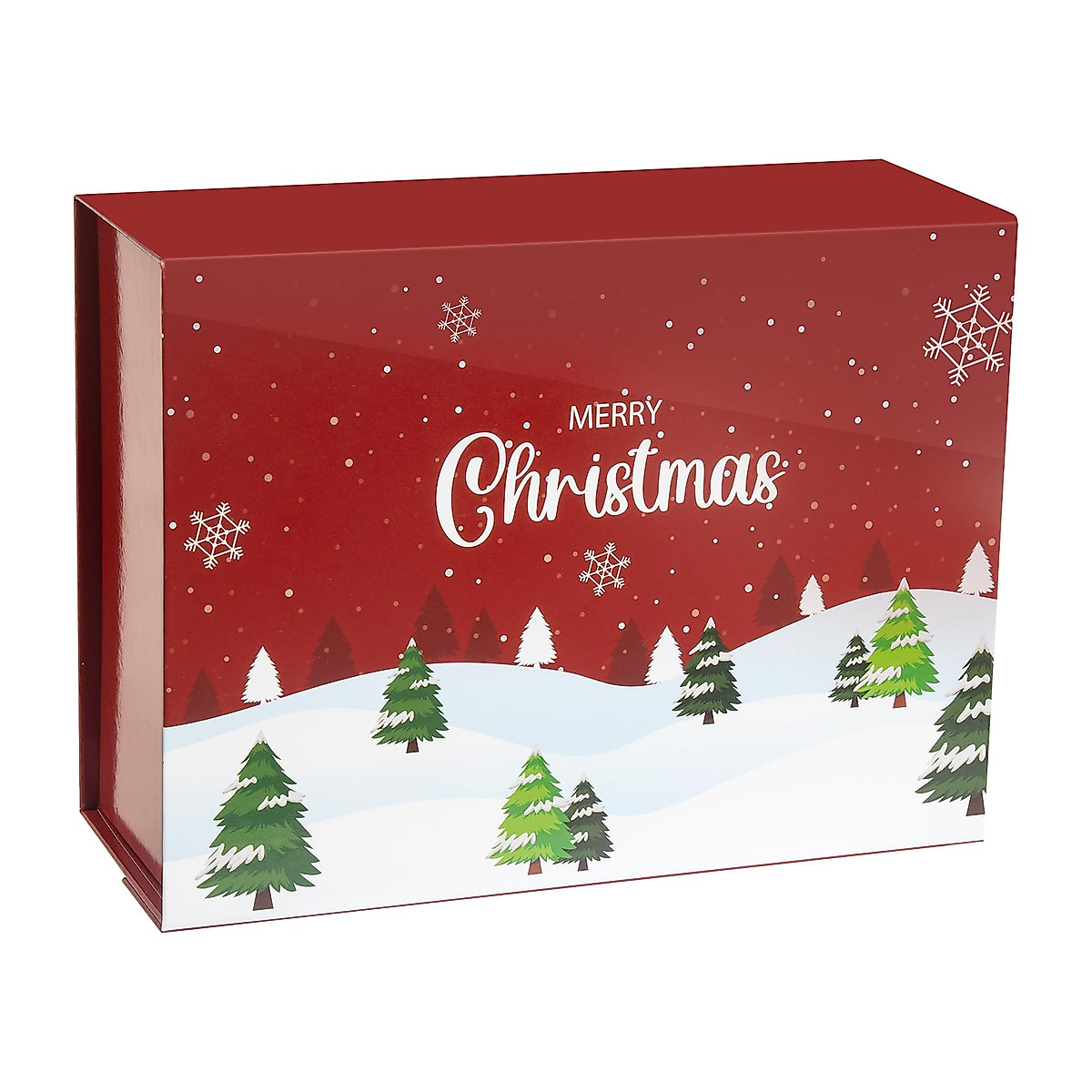 CHARMGIFTBOX Christmas Gift Boxes with Lids, 9x7x3.5 Inches Luxury Xmas Eve Gift Box, Collapsible Red Gift Boxes with Magnetic Closure for Presents Wrapping Gifts