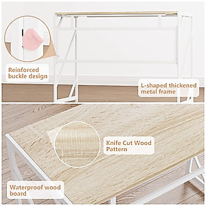 Elephance Folding Desk Writing Computer Desk for Home Office, No-Assembly Study Office Desk Foldable Table for Small Spaces