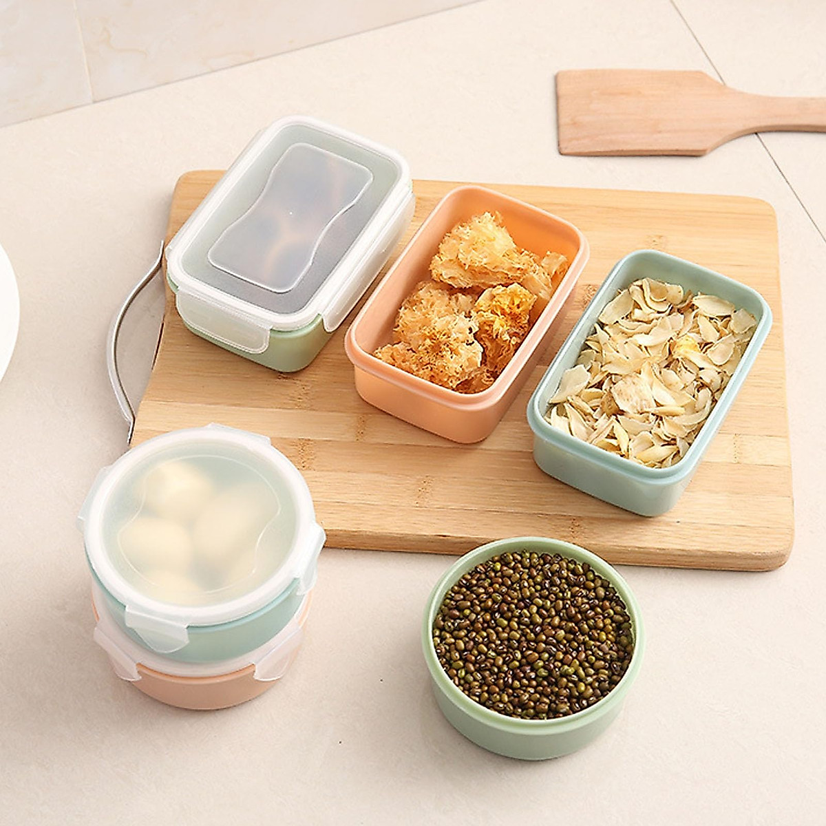 HarmonyBliss Rectangular Airtight Mini Food Storage Container Clear Lid Small Plastic Box Organizer Refrigerator Kitchen Pantry Essentials Compact Portable