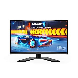 GIGABYTE G32QC 32" 165Hz 1440P Curved Gaming Monitor, 2560 x 1440 VA 1500R , 1ms (MPRT) Response Time, 94% DCI-P3, VESA Display HDR400, FreeSync Premium Pro