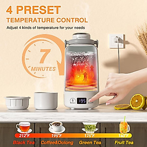 Travel Electric Kettle, 1L/35oz Portable Electric Kettle with Temperature Control, 2024 UPGRADED Hot Water Boiler Bottle for Tea Coffee, 304 Stainless Steel, Christmas Gift for Family Friend