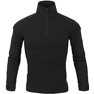 HARGLESMAN Military BDU Uniform Camo Airsoft Paintball Shirt and Pants Tactical Combat Practical Training Suit Work Shooting Hiking Fishing Hunting Outdoor Black L