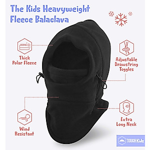 Tough Headwear Kids Winter Hat with Mask - Ski Mask for Kids - Ninja Kids Balaclava & Winter Face Mask for Kids w/Hood - Balaclava Black