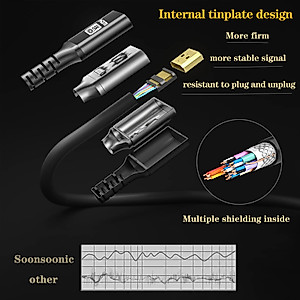 Soonsoonic HDMI 2.1 Cable 25 Ft 8K 48Gbps Ultra High Speed Cables & 8K@60Hz 4K@120Hz 144Hz eARC Dynamic HDR 3D HDCP2.2&2.3 HDMI Cord | for HDTV Monitor RTX 3090 Xbox Series X PS5 ect (7.6M)