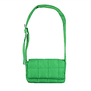 Suillty Women Girls Cloth Down Cotton Padded Shoulder Bag Nylon Quilled Padding Lattice Crossbody Bag Handbags