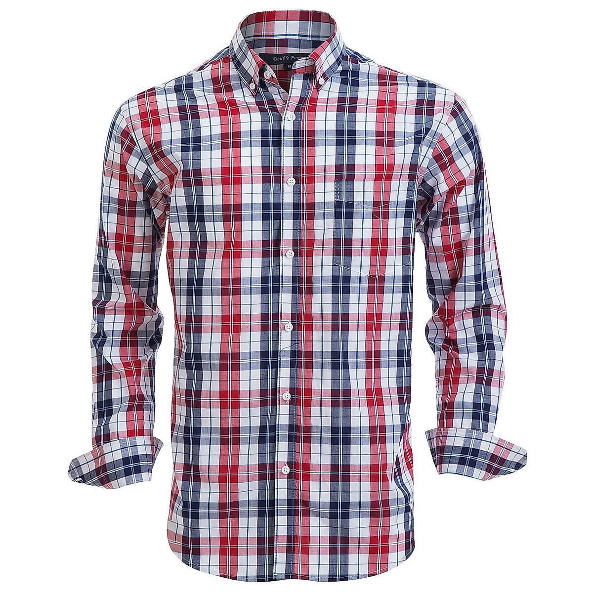 Double Pump Mens Button Down Shirts Cotton Long Sleeve Shirts Regular Fit (SL02A,XL)