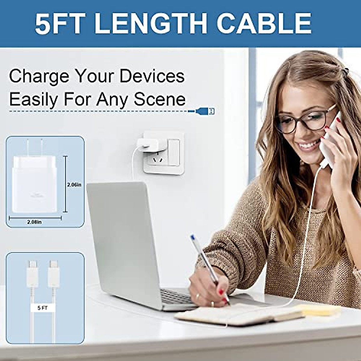 Super Fast Charger,Samsung 25W Type C Fast Charger with 5FT USB C to C Charger Cable for Samsung Galaxy S23 Ultra/ S23/ S23 Plus/ S22/ S22 Ultra/S22 Plus /S21/A14/Note 10 20 Ultra