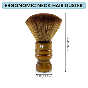 G. S. I. Professional Neck Hair Duster | Barber Brush | Barber Supplies | Professional Barber Accessories | Hair Styling Tools | Brown Hair Brush | Single Pack 14 x 4.5 cm