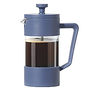 Oggi French Press Coffee Maker (12oz)- Borosilicate Glass, Coffee Press, Single Cup French Press, 3 cup Capacity, Blue
