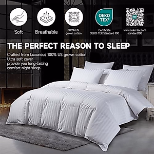 Beautyrest Hungarian White Goose Down Comforter, US Grown Cotton Fabric Goose Down Comforter, 750 Fill Power Fluffy Duvet Insert, 500 Thread Count All Seasons Warmth 5-Star Luxurious Comforters